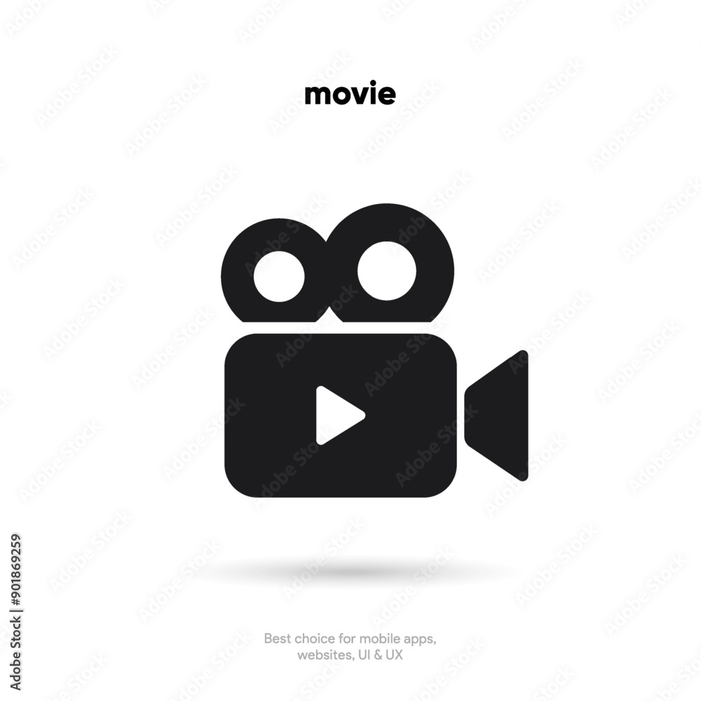 3d movie, film, movies, play button icon. Video play symbol. Start sign ...