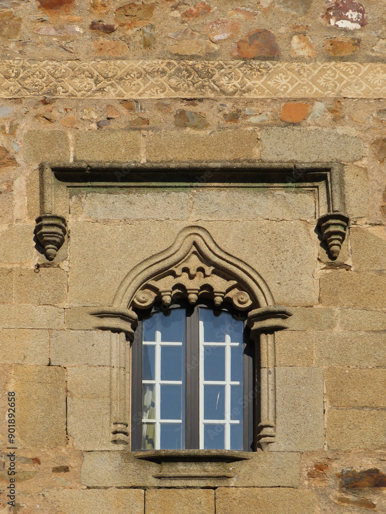 Gothic window with ogee arch and beautiful tracery canopy. Monumental ...