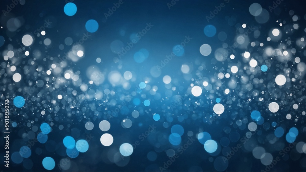 Blue background with white bokeh lights sparkle glitter circles Stock ...