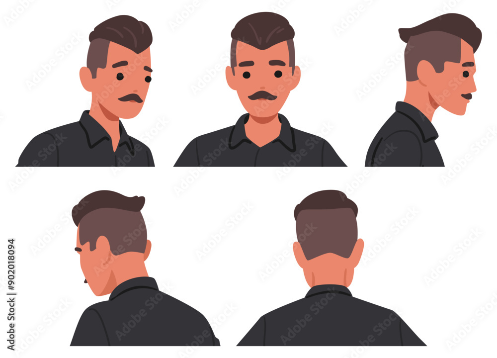 Portraits Of A Man Shown From Different Angles Highlight Details Of His ...