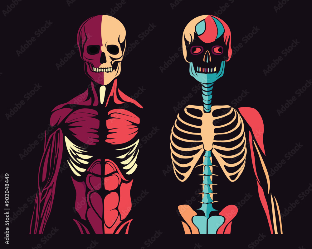 Hauntingly beautiful human skeleton illustration for digital art ...