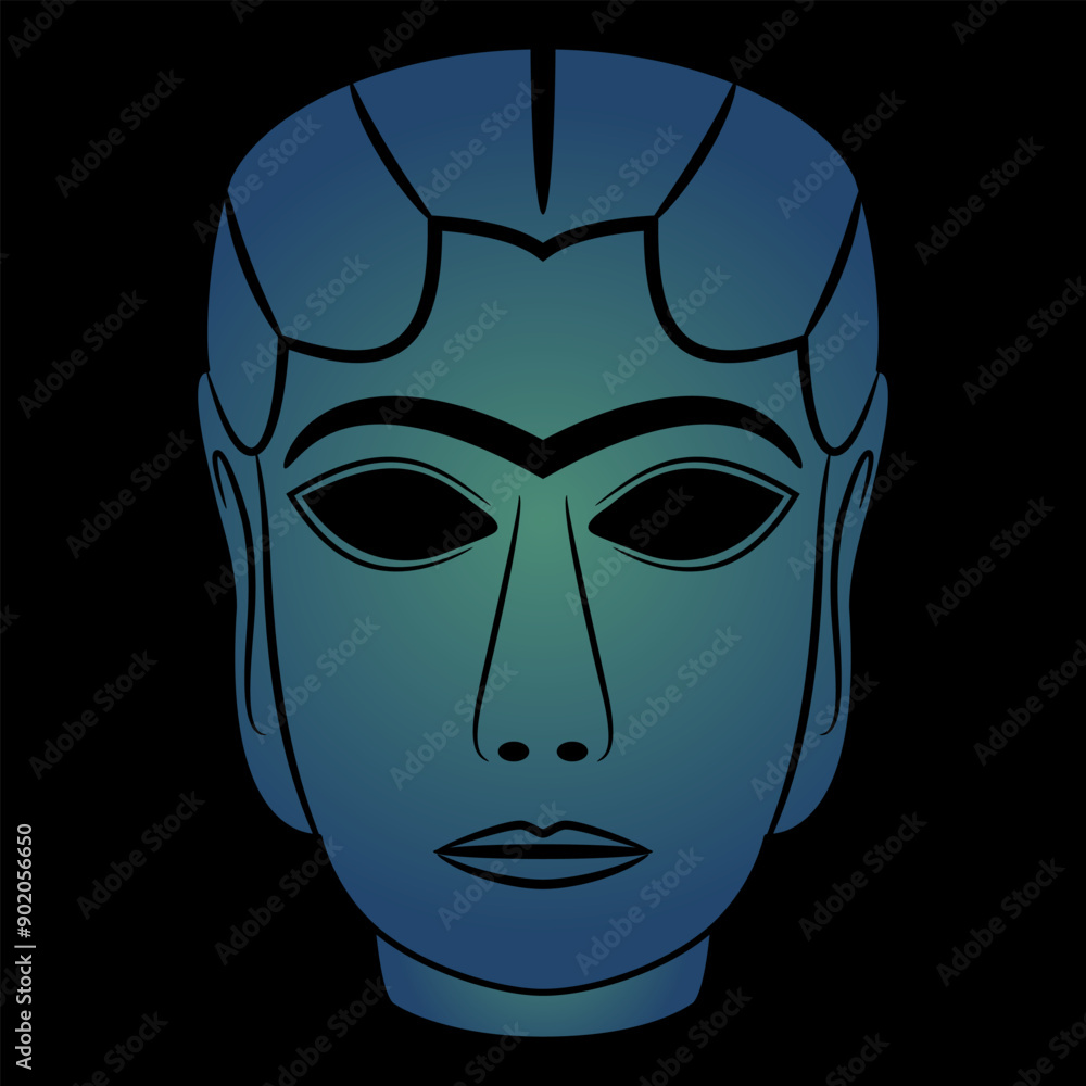 The Mask from Warka. Lady of Uruk. Female head of ancient woman or ...