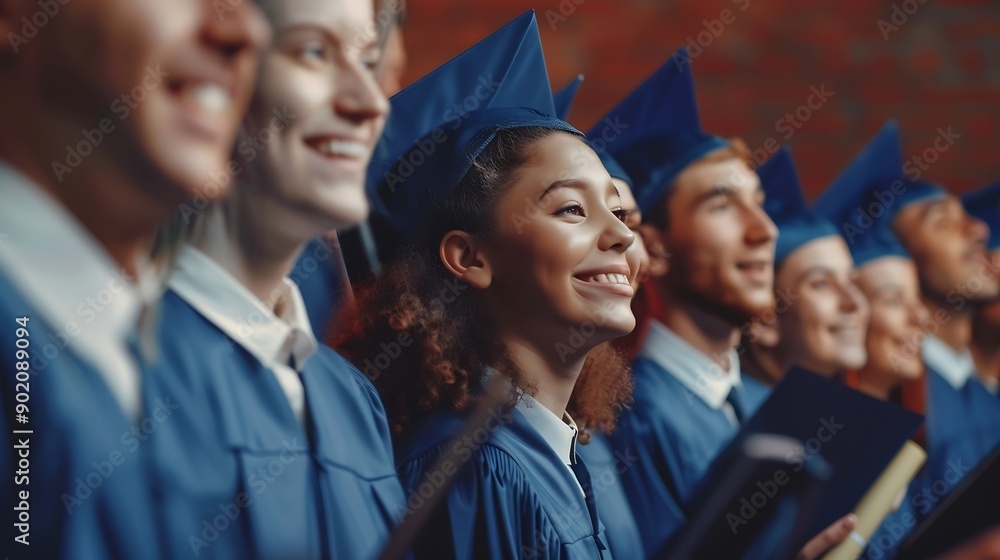 Portrait of a group of smiling happy multiracial diverse graduates ...