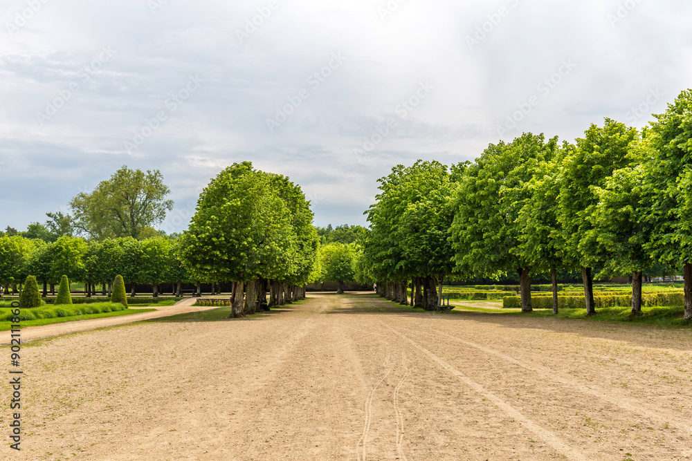Tree-Lined Pathways at The Grand Parterre, Chateau de Fontainebleau ...