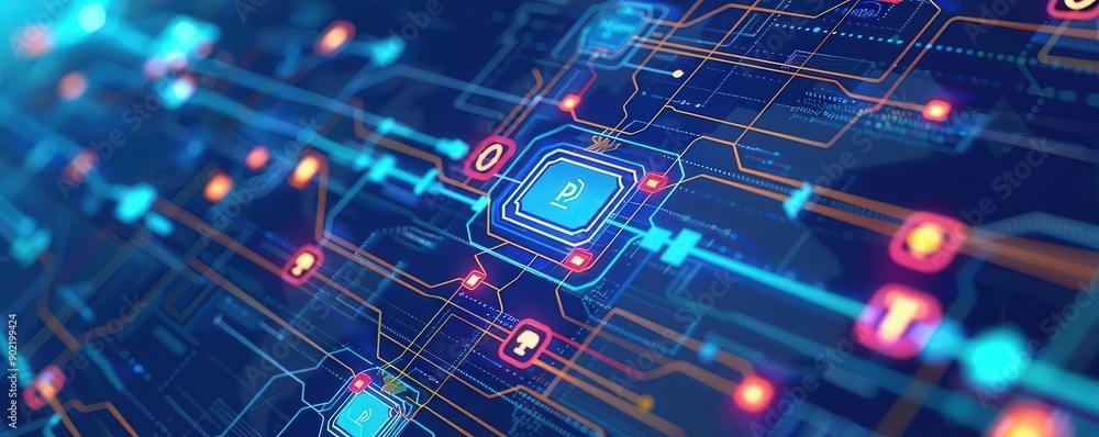 Artistic representation of API workflows with flowing lines and nodes ...