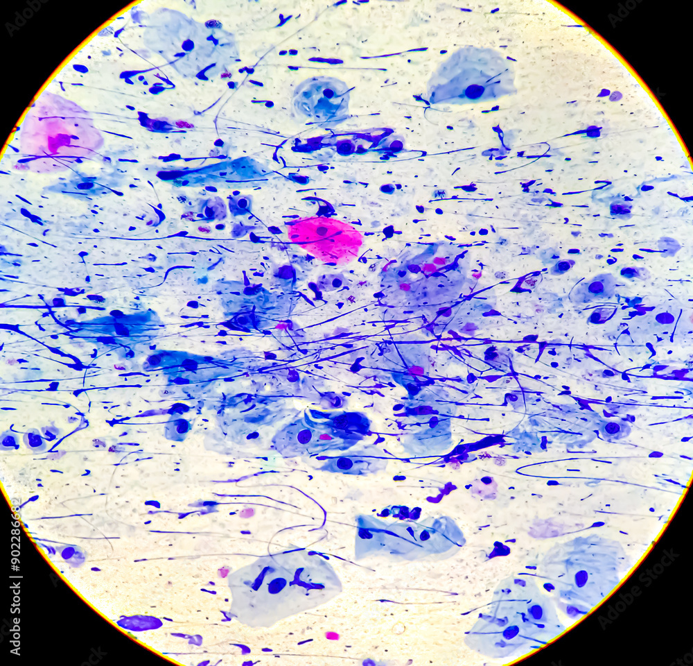 Pap's smear. Inflammatory smear with HPV related changes. Cervical ...