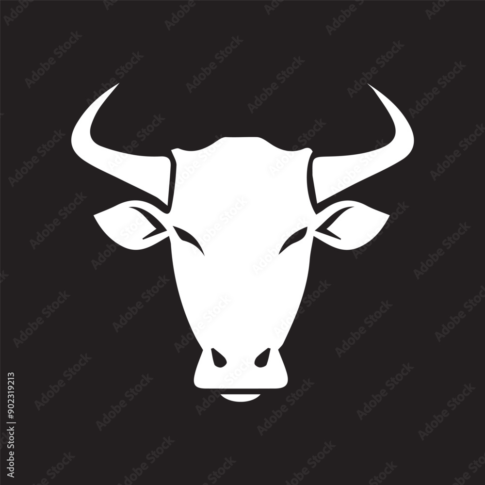 bull cow head with horns business icon tattoo illustration design for t ...