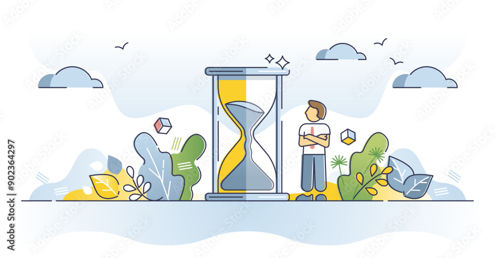 Patience as wait for slow, calm and inefficient time in idle outline ...