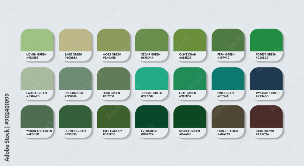 Forest Green Color Palette, Forest Green Color Guide Palette with Color ...