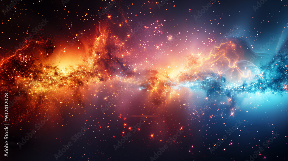 Nebula & Galaxy Space Background; a rainbow colored, dynamic, and fiery ...