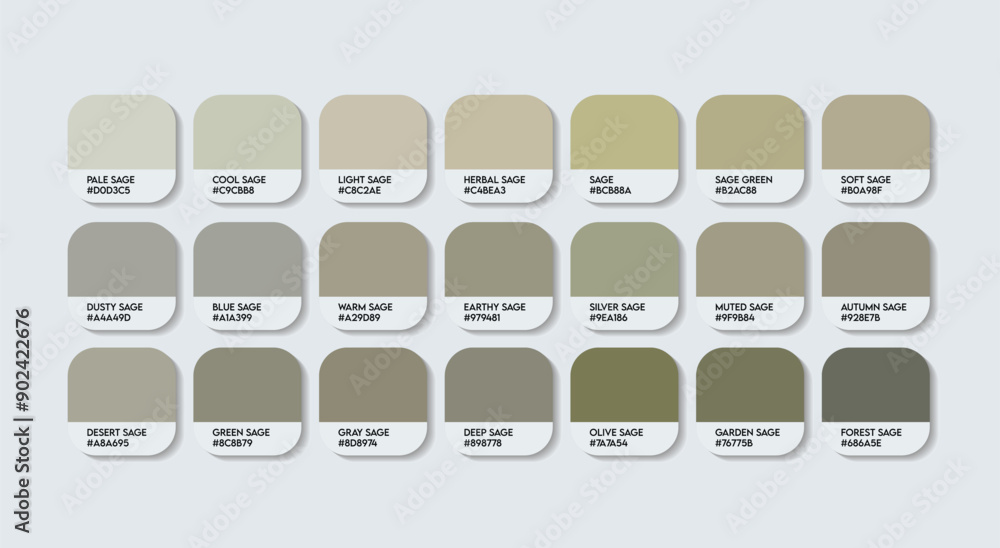 Image vectorielle Stock Sage Color Guide Palette with color Names ...