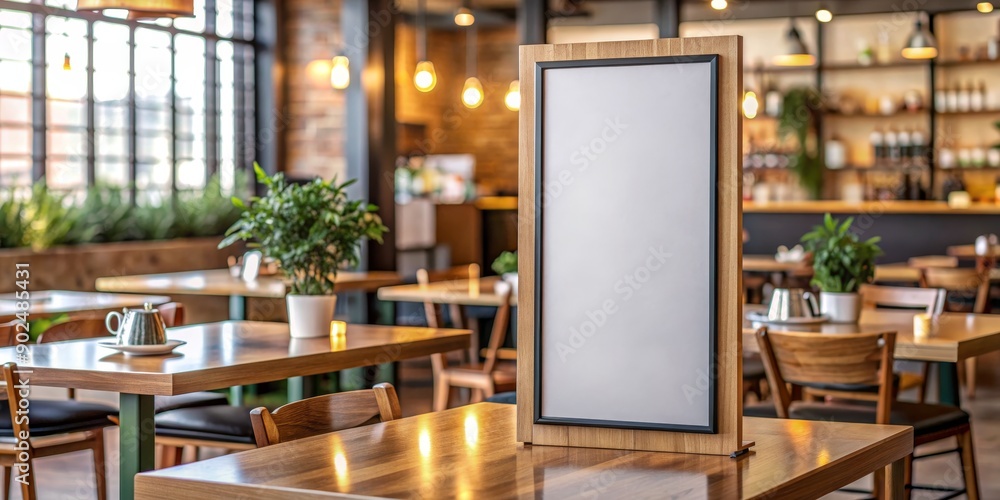 Blank Menu Frame in Wooden Cafe Interior, Cafe, Menu, Restaurant ...