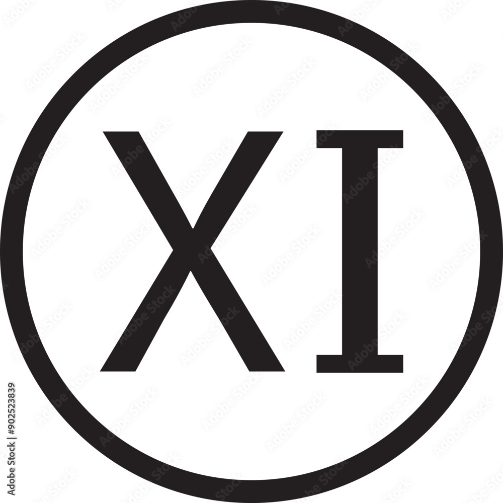 Roman numeral icon. Roman numerical number 11 type eleven in alphabet ...