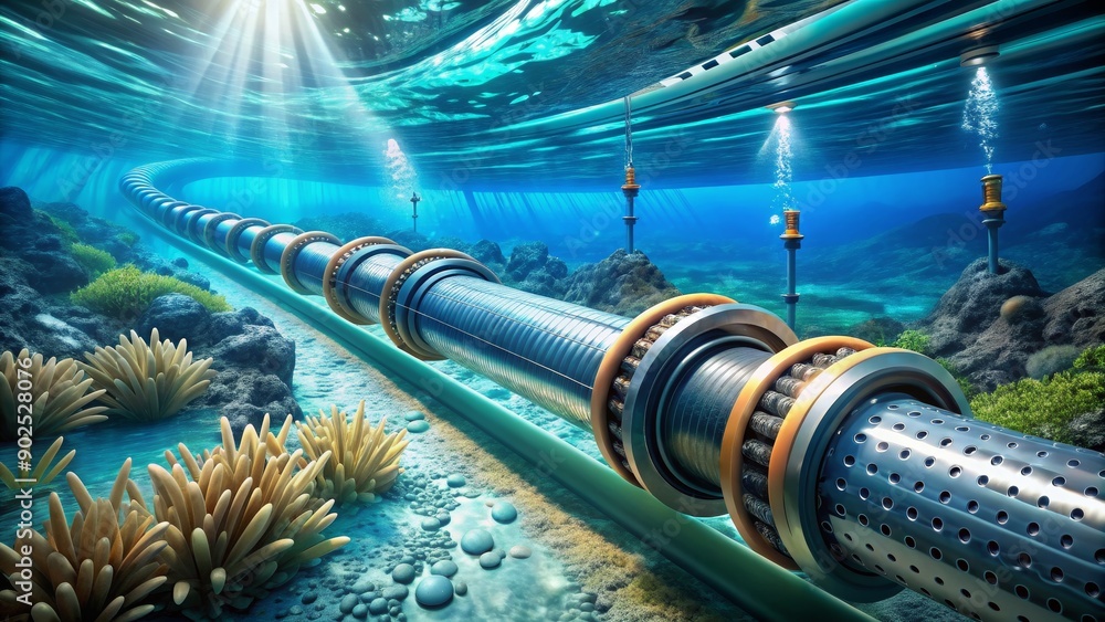 Underwater Pipeline Futuristic Infrastructure in the Deep Sea, pipeline ...