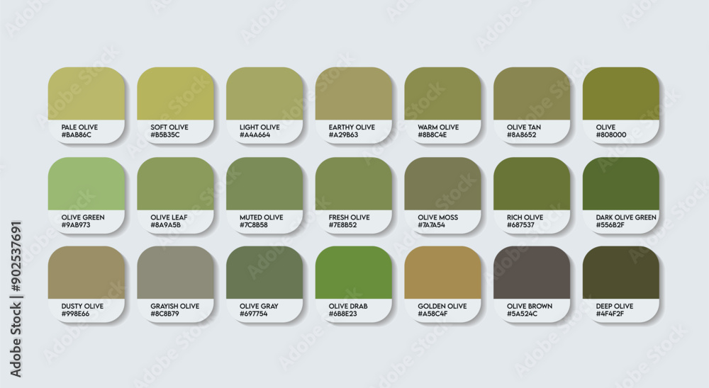 Olive Color Palette, Olive Color Guide Palette with Color Names ...