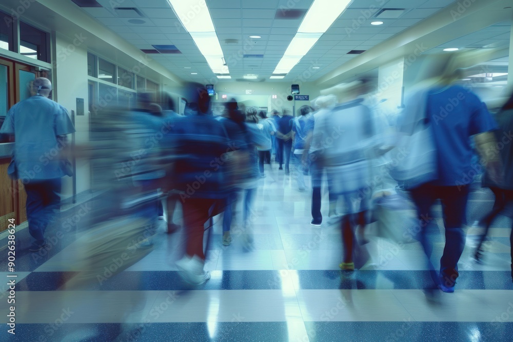 Busy Fast-Paced Crowded Overcrowded Hospital Emergency Room Hall ...