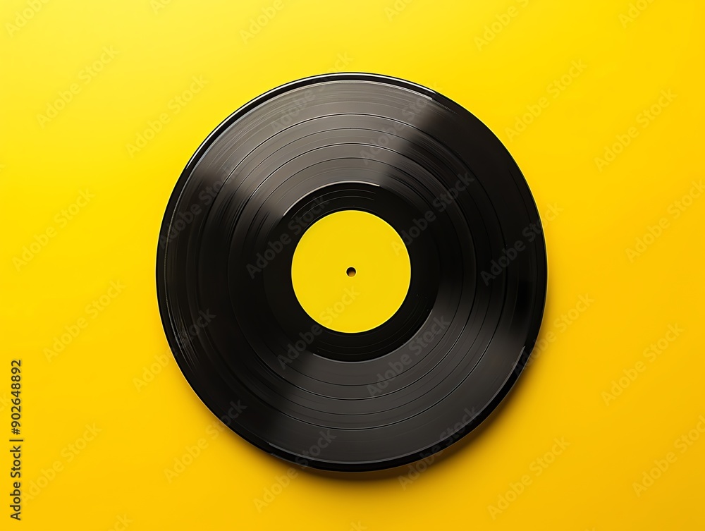 Vinyl plastic album cover, yellow background, glossy finish, modern ...