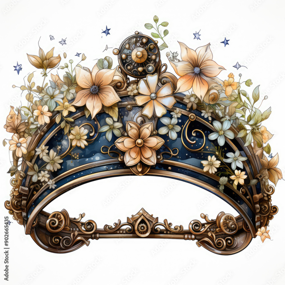 Watercolor golden tiara isolated on a transparent, clipart Illustration, Generative Ai Stock ...