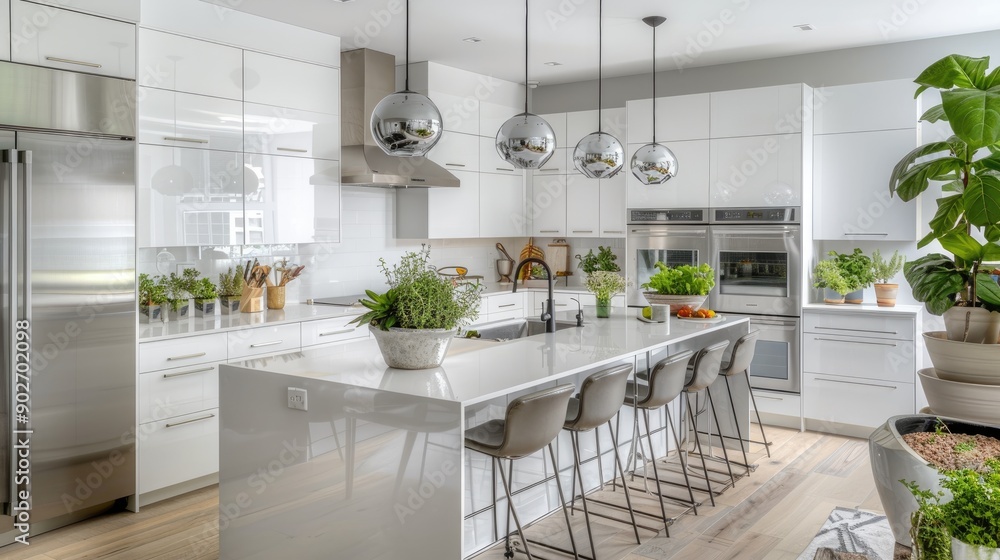 A sleek modren kitchen Stock Photo | Adobe Stock