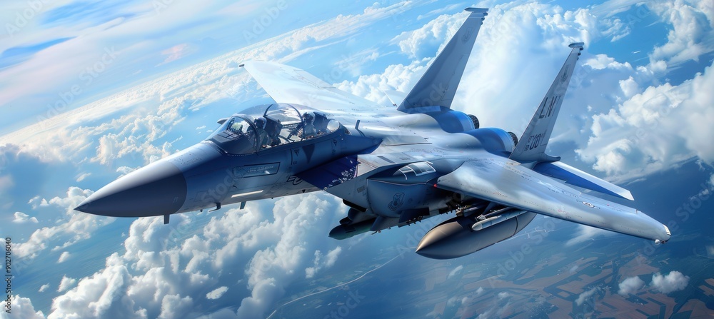 F-15 Eagle Fighter Jet Flying Through Clouds Stock Illustration | Adobe ...