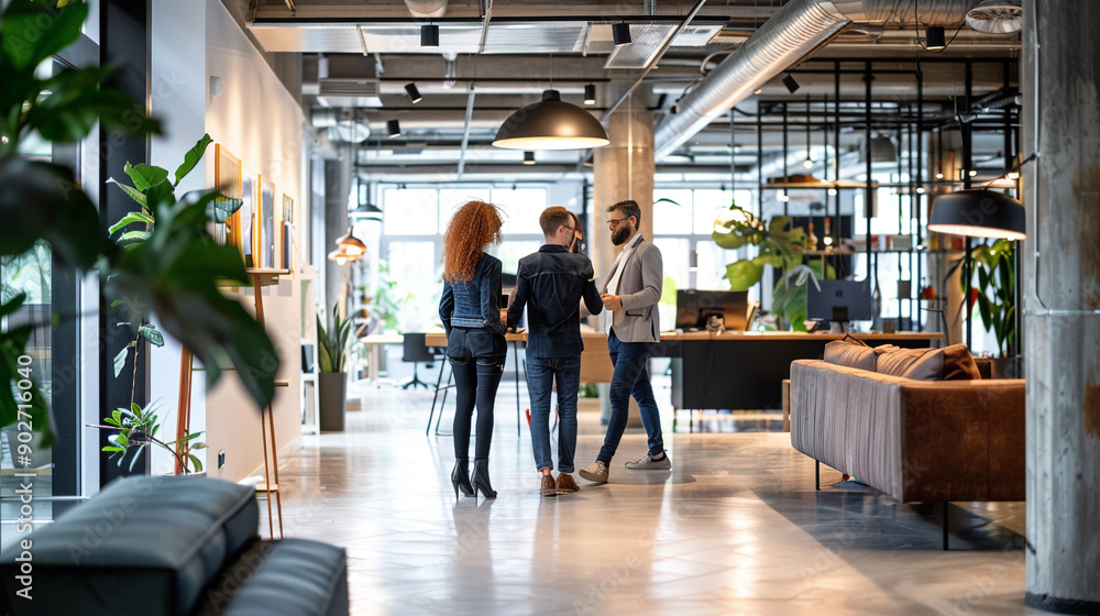 leasing agent giving a tour of a modern office space Stock Photo ...