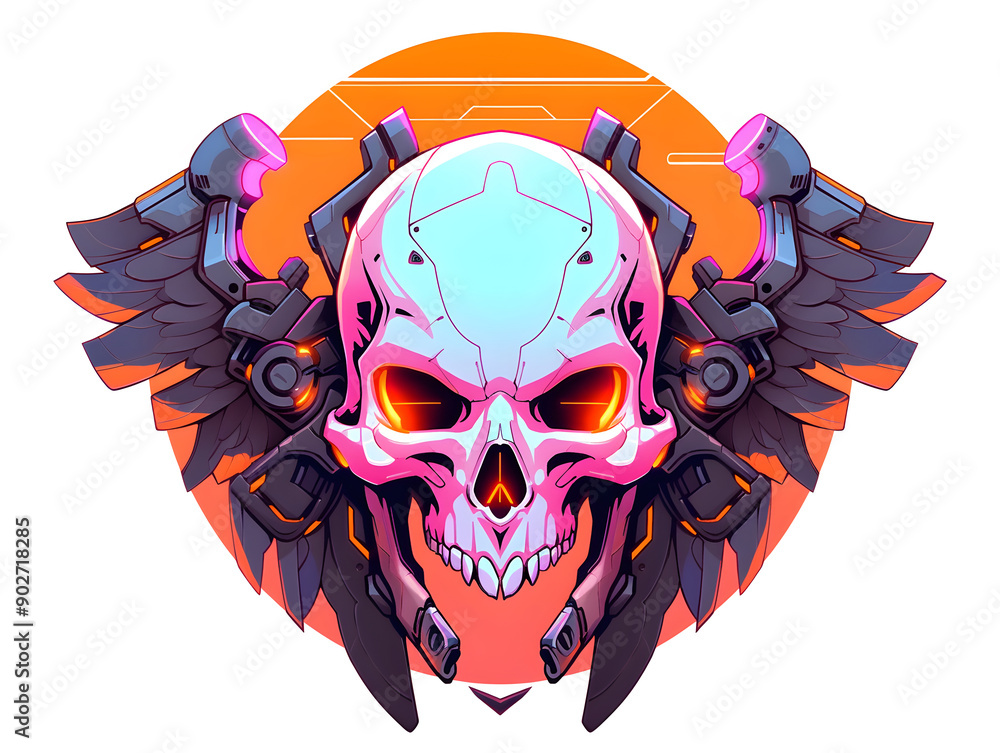 Winged Skull mecha robot illustration Stock Illustration | Adobe Stock