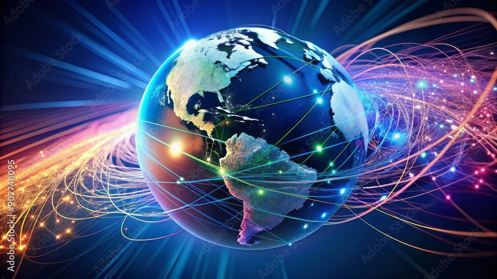 Vibrant illustration showcasing earth globe surrounded by intertwined ...