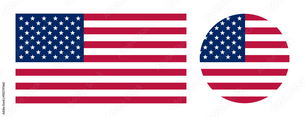 American flag. USA flag round. Vector Stock Vector | Adobe Stock