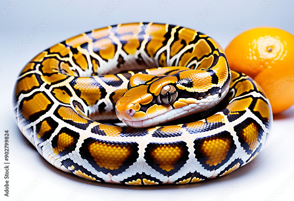 calico ball python pastel citrus colors isolated white background high ...