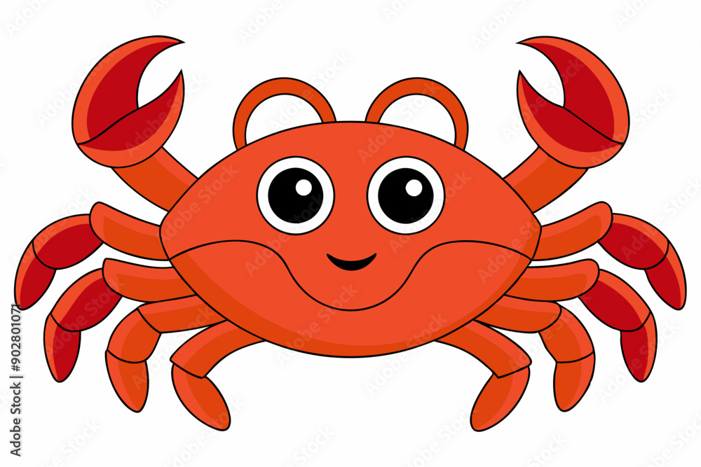 Cartoon Happy Crab Vector Illustration - Clipart and Line Art Design ...
