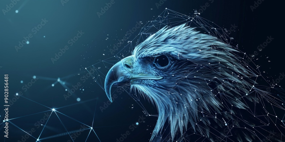 Creative Digital Eagle Wireframe Design: Innovative Polygon Technique ...