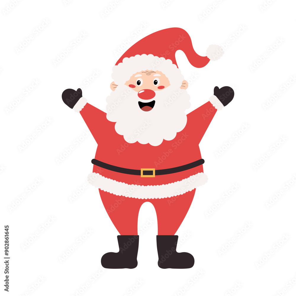 Cute smiling Santa Claus. Flat vector illustration of santa for designs ...