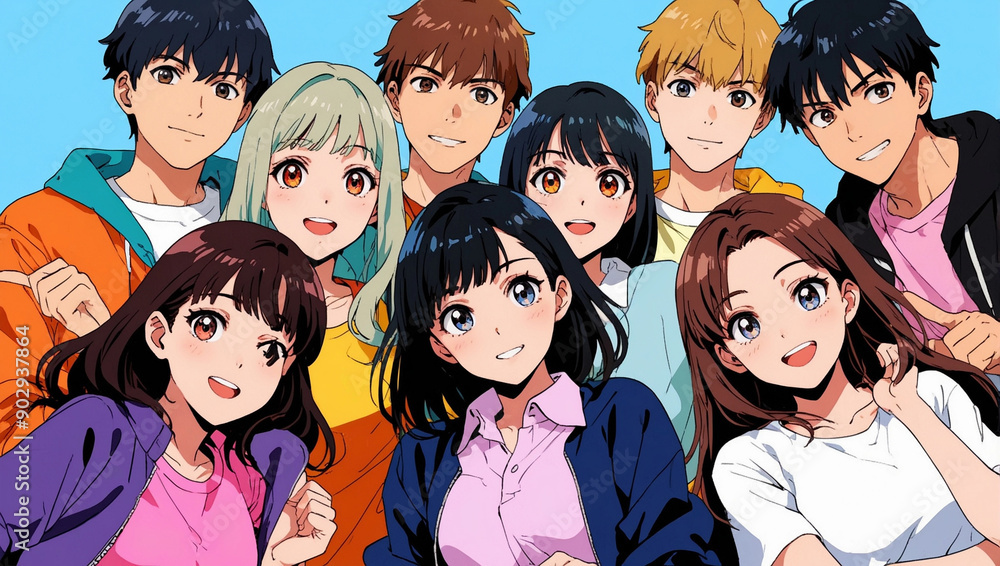 Cute lovely manga anime cartoon personage friends buddies animated ...