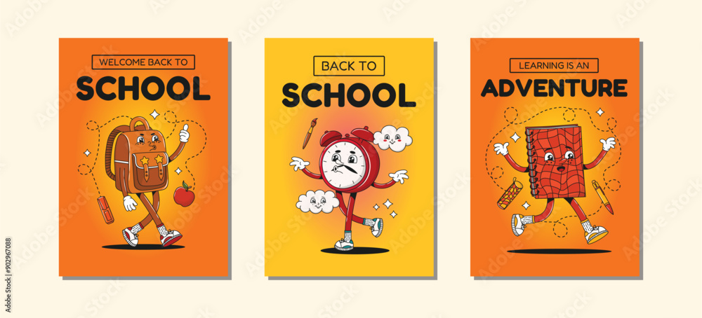 Back to school poster collection. Set of funny educational posters or ...