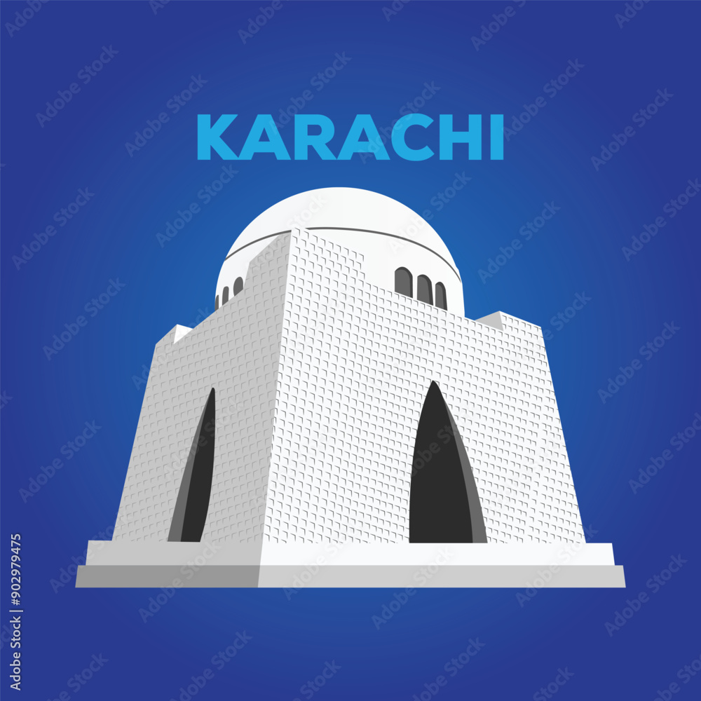 Mazar e Quaid vector illustration. Pakistan national flag. Quaid e Azam ...