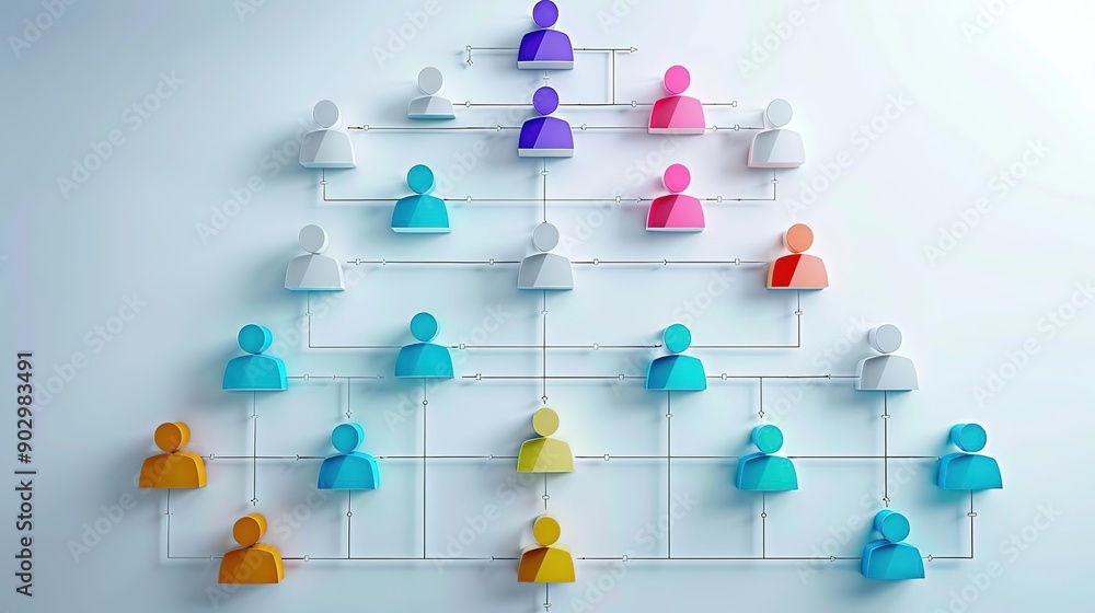 3D Illustration of a Colorful Organizational Chart Depicting Hierarchy ...