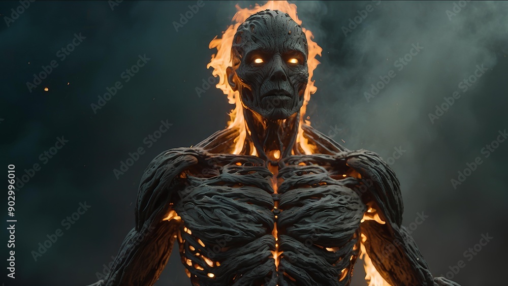 Burning Statue Visualizing Inside of a Person with Intense Pain ...