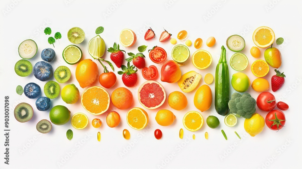 vibrant sign featuring an infographic of essential vitamins, including ...