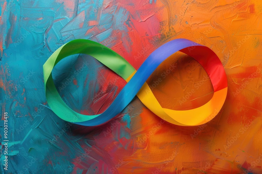 Disability Rights. Autism Forever: Top View of Rainbow Infinity Symbol ...