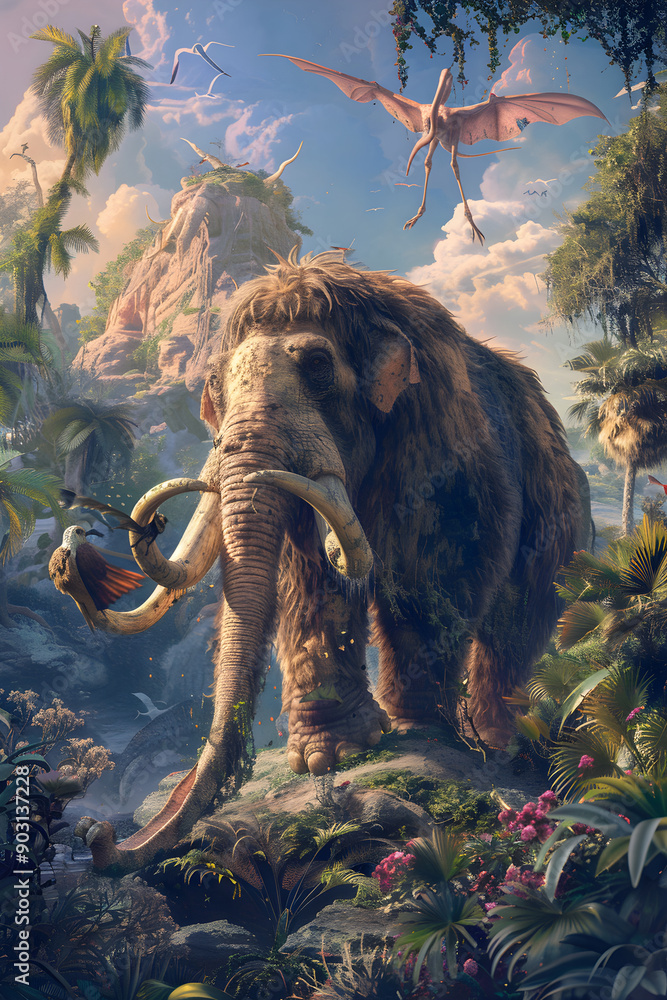 Illustration of Extinct Animals: Woolly Mammoth, Dodo Bird, Saber ...