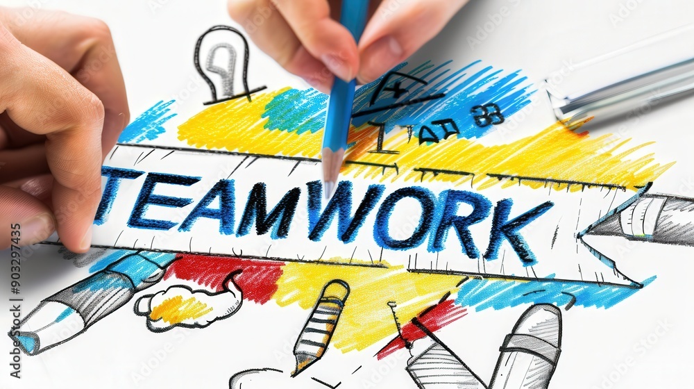 business icons for ideas through employee teamwork, transparent ...