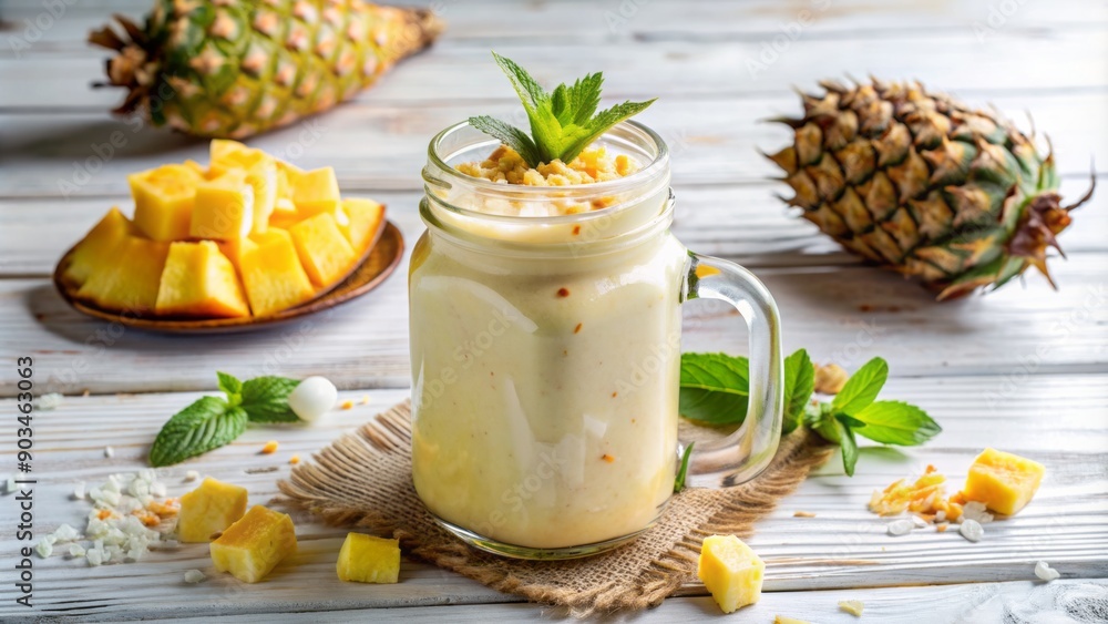 Vibrant, impressionistic image of a refreshing tropical smoothie ...