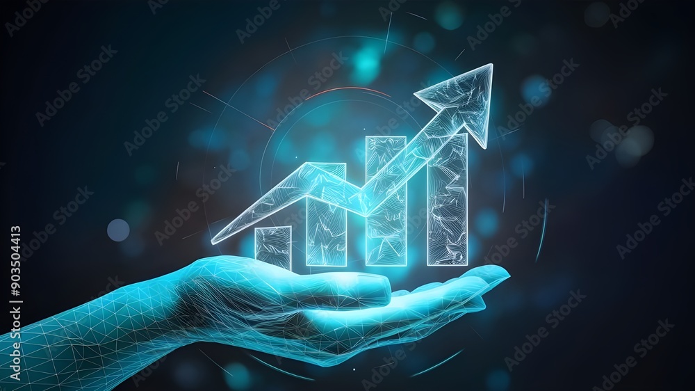 Free Photo Abstract growth chart in a hand. Graph chart with up arrow ...