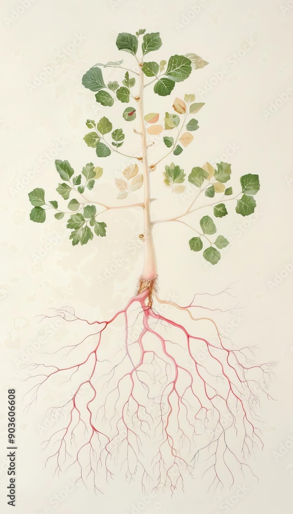 Stock-Illustration „Artistic portrayal of nutrient circulation in plant ...