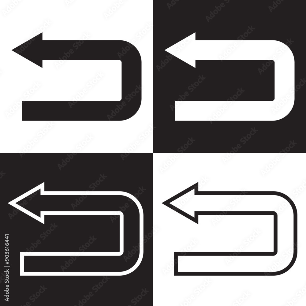 Undo Icon. Back and white or Return Simple Vector Sign Trendy Symbol ...