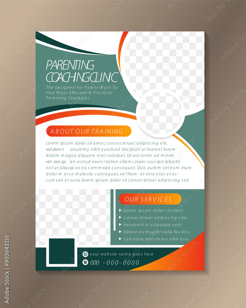 parenting coaching clinic flat vector brochure template. Flyer, booklet ...
