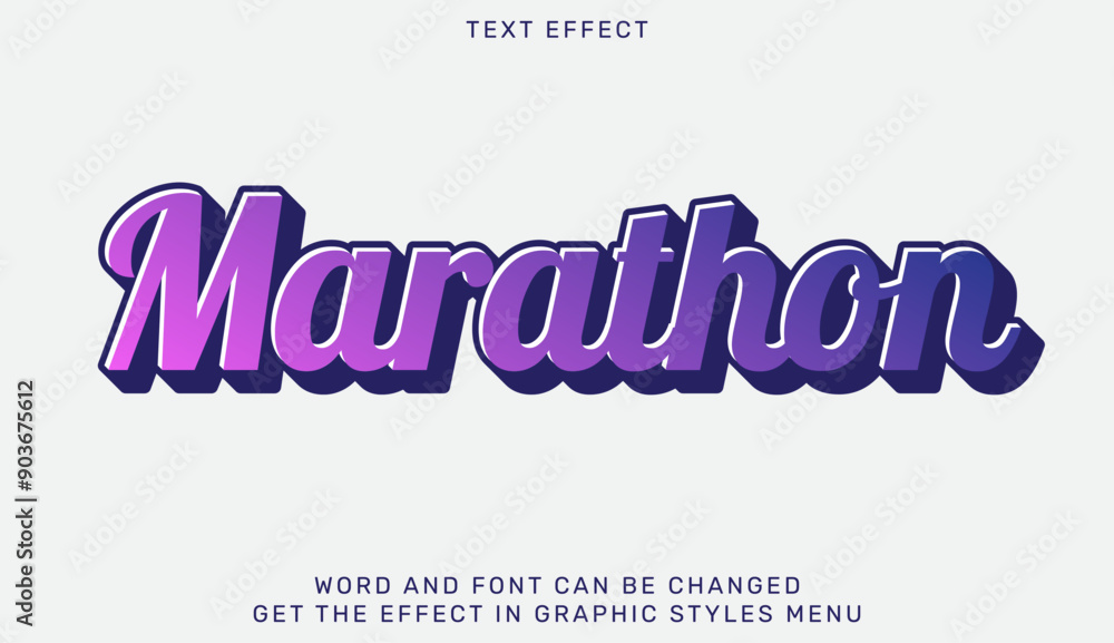 Marathon text effect template in 3d design Stock Vector | Adobe Stock