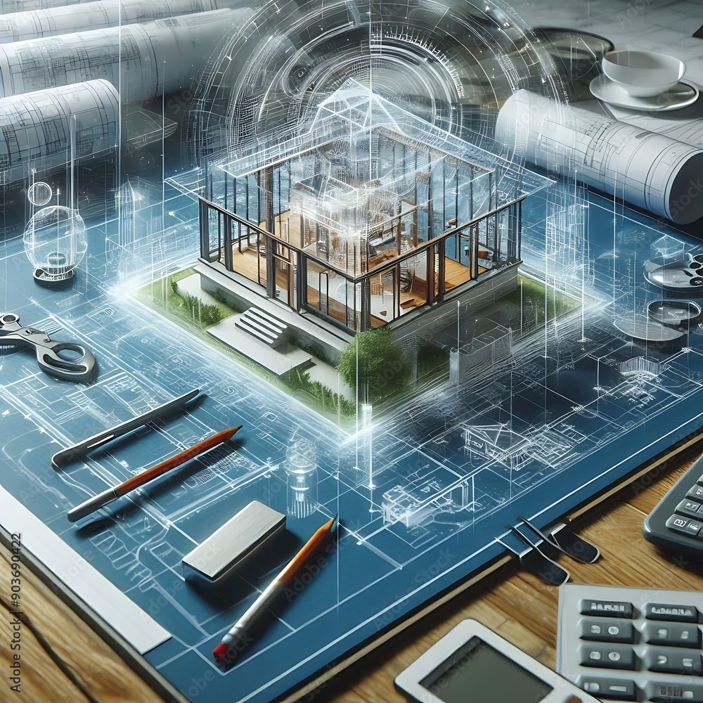 3D rendered illustration of a real state building home structure from a ...