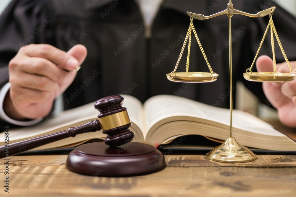 A visual representation of the judicial setting featuring a gavel and ...