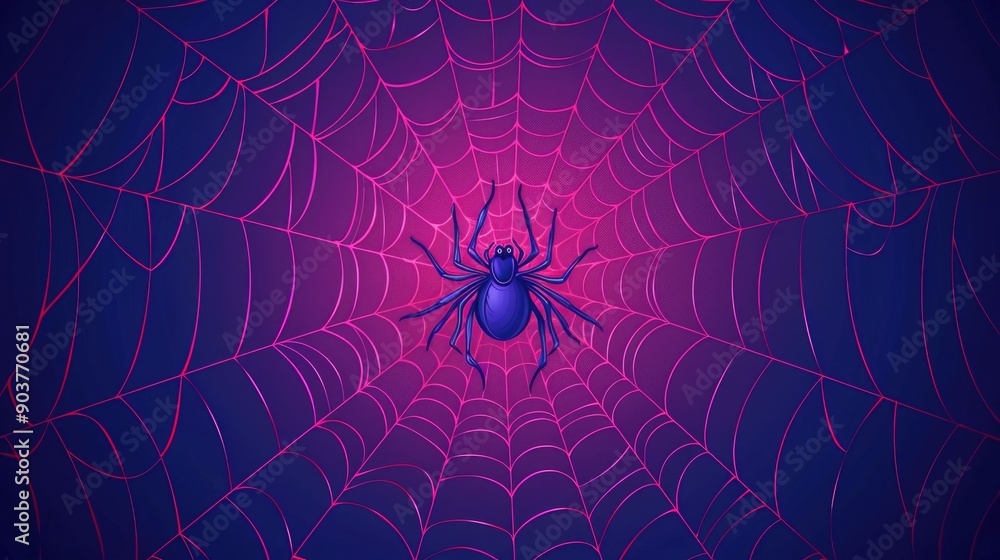 Creepy of Dark Spider Web with Lurking Spiders in Haunting Night Scene ...